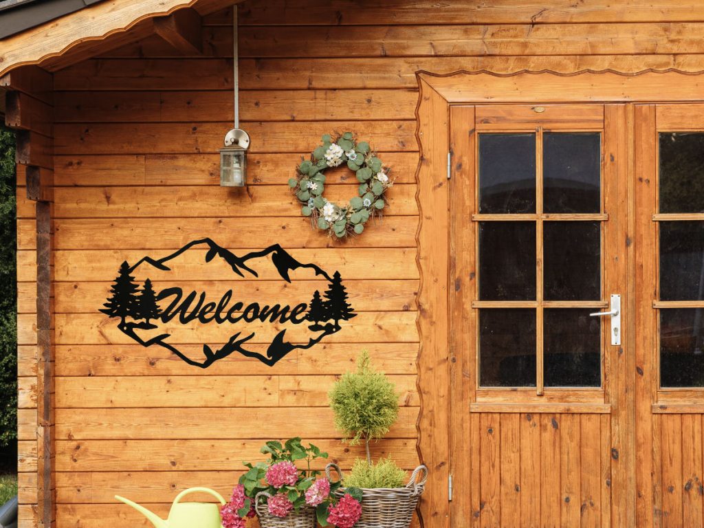 Welcome Mountain Scene Metal Wall Sign | Metal X Art