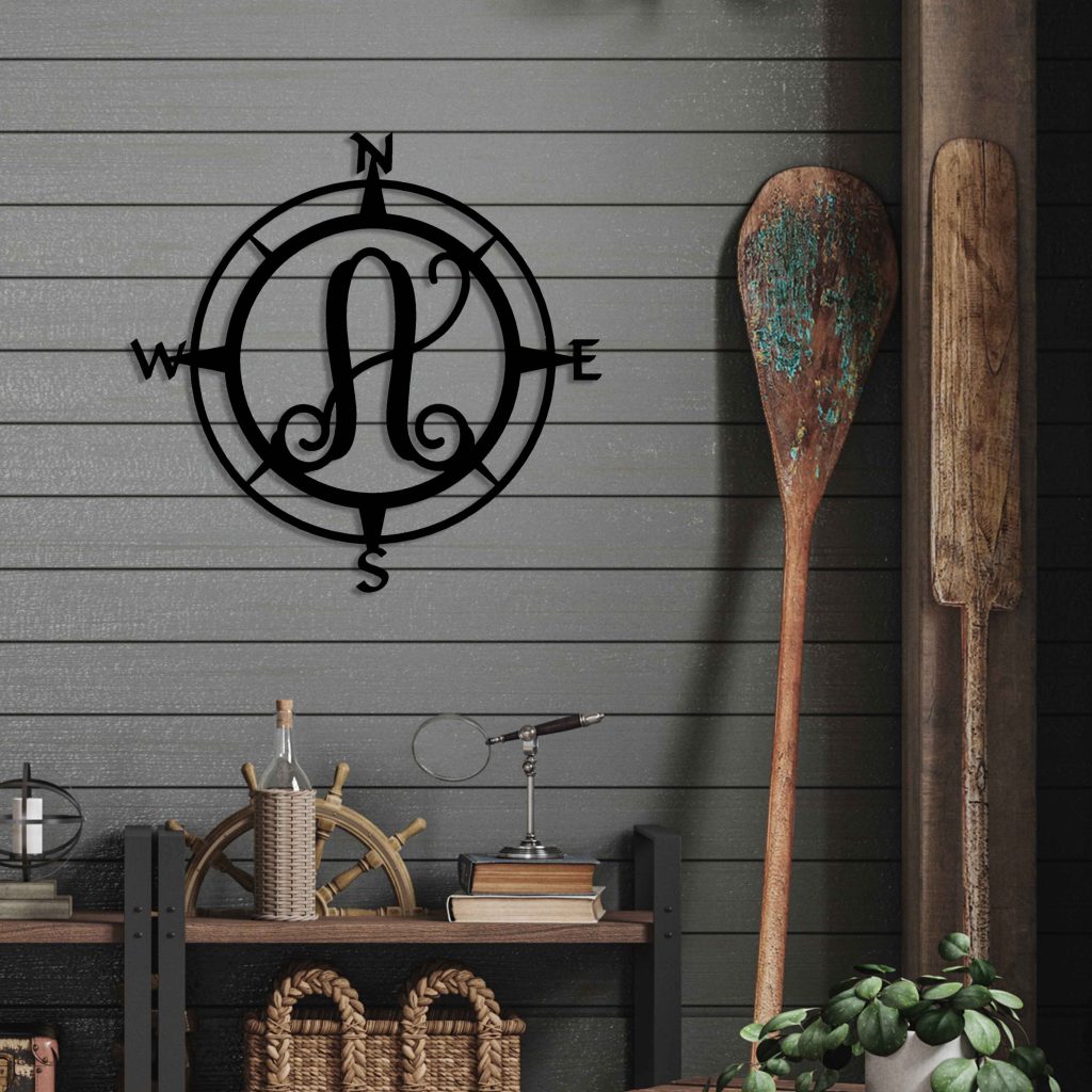 Compass Monogram Customizable Sign (A-Z) | MetalX Art