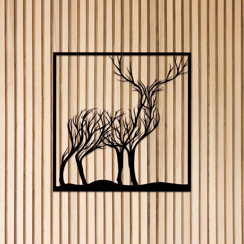 Deer Tree Frame Metal Art | MetalX Art